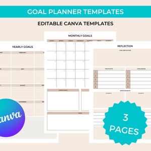 CANVA goal Setting Editable Planner 3-in-1 Customizable Templates ...