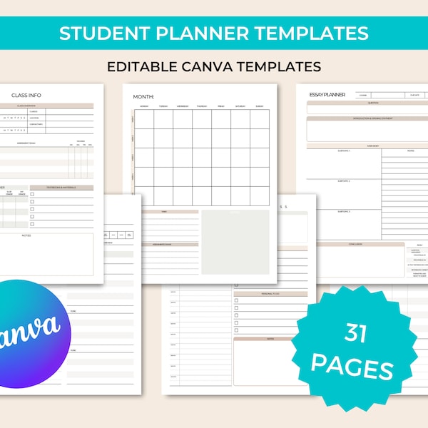 College Class Planner Canva - Etsy