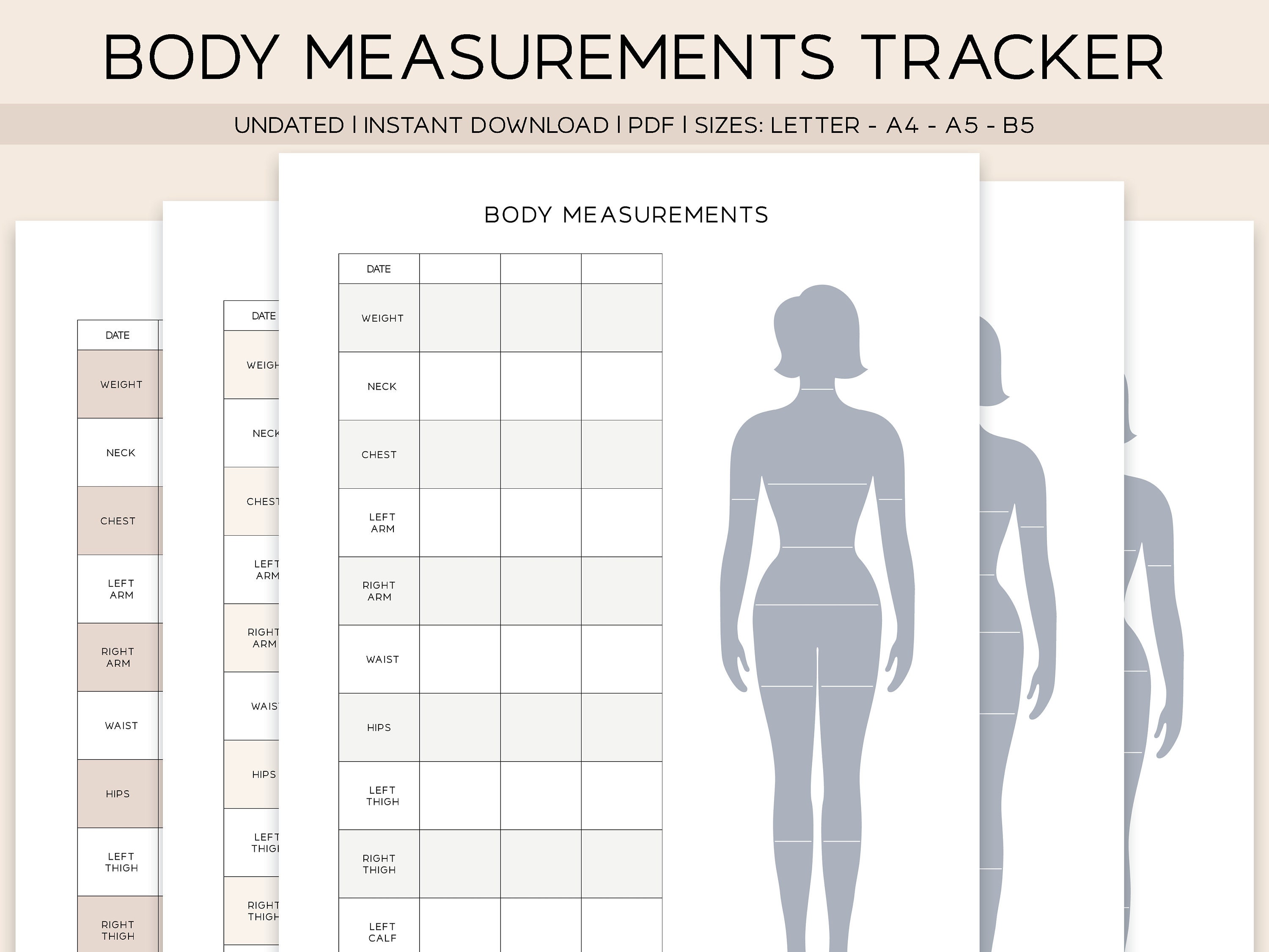 BODY MEASUREMENTS TRACKER, Workout Planner Inserts - Etsy