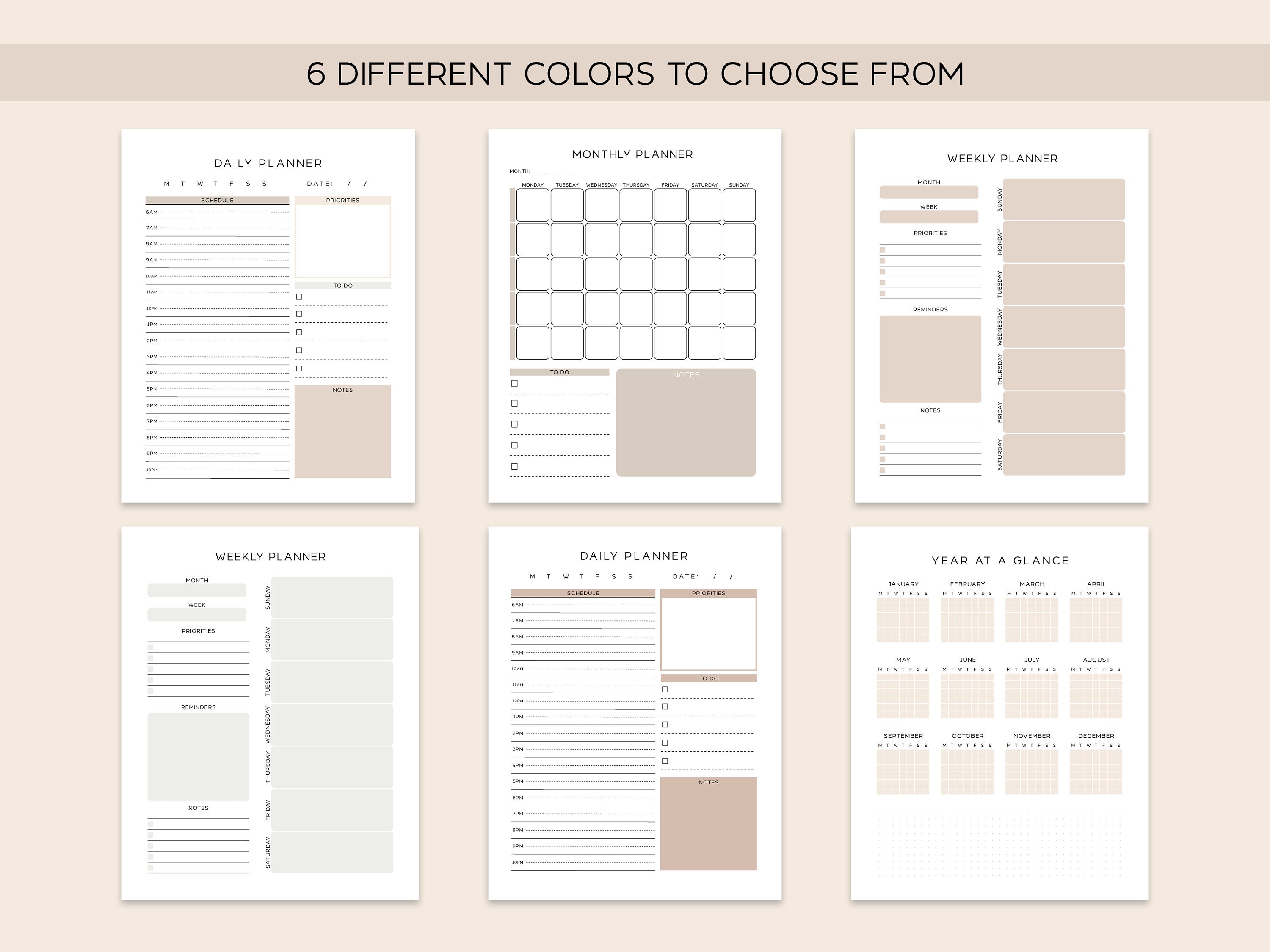 CALENDAR PLANNER BUNDLE Printable | Daily, Weekly, Monthly, and Yearly ...