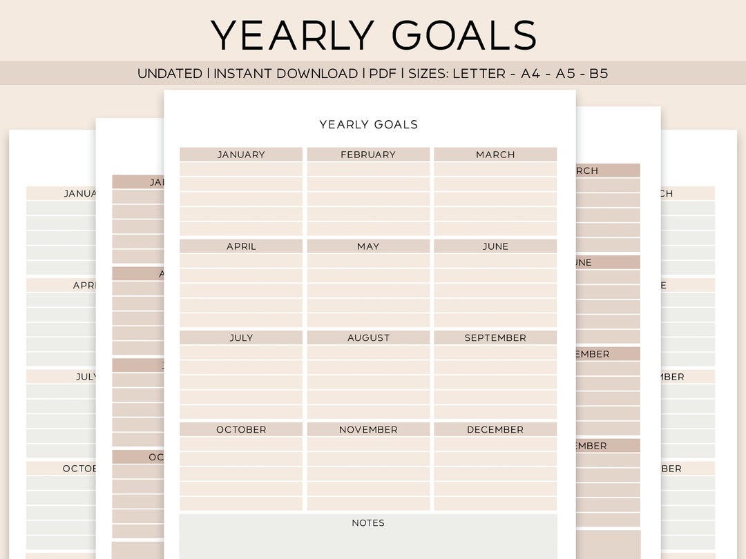 YEAR at a GLANCE - Printable PLANNER | Decisions, Action, Goals for ...