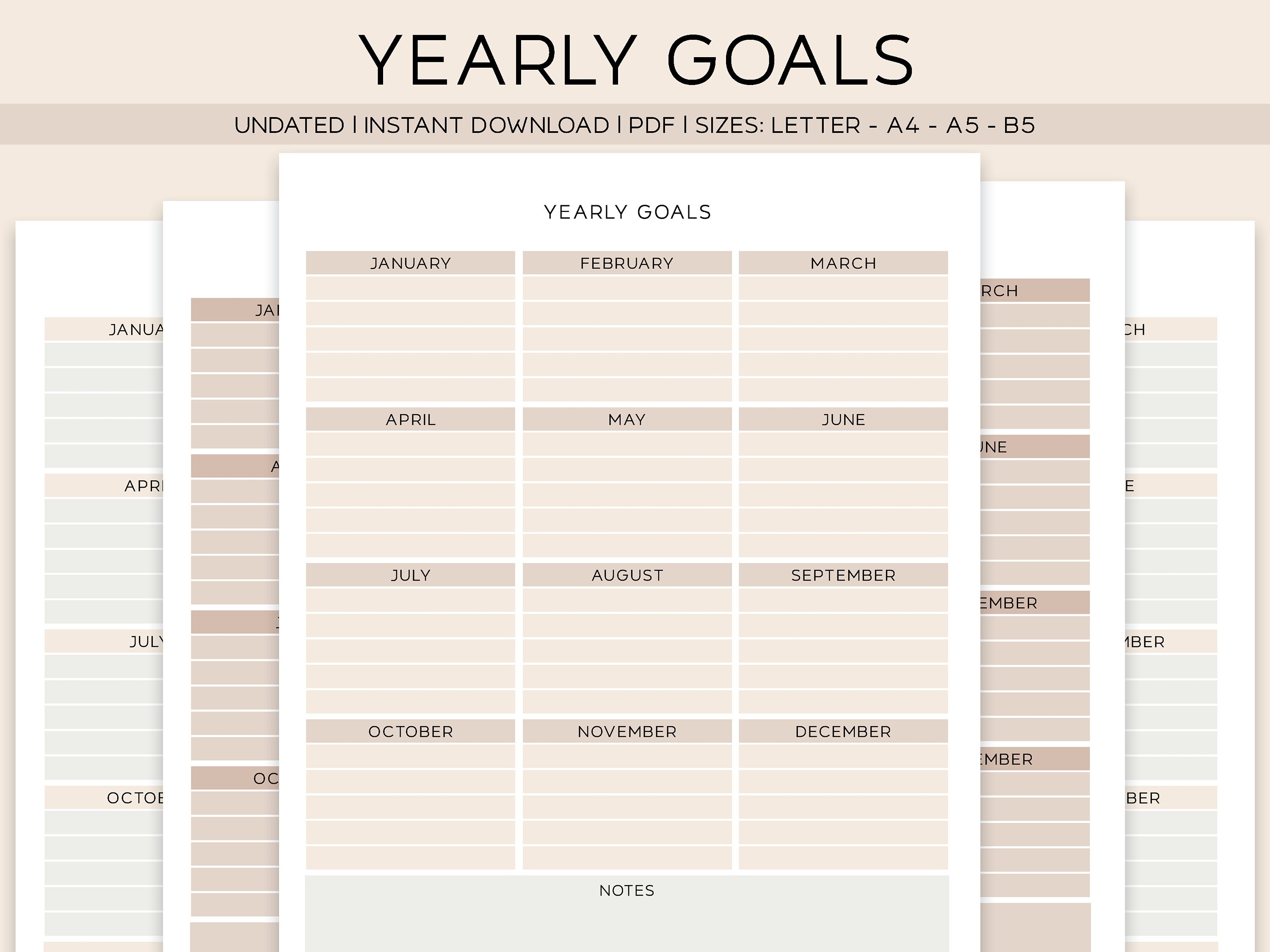 YEAR at a GLANCE Printable PLANNER Decisions, Action, Goals for 2023 ...