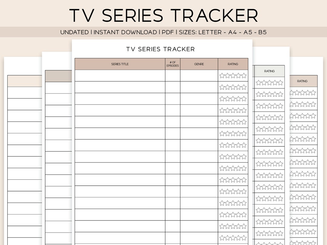 TV SERIES TRACKER Minimalist Digital Journal to Track Episodes, Genre ...