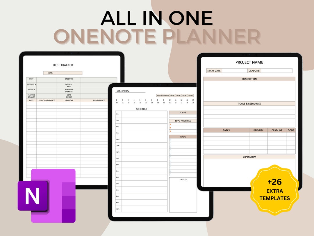ONENOTE DIGITAL PLANNER "all-in-one" Template | Finance, Fitness, Goals ...