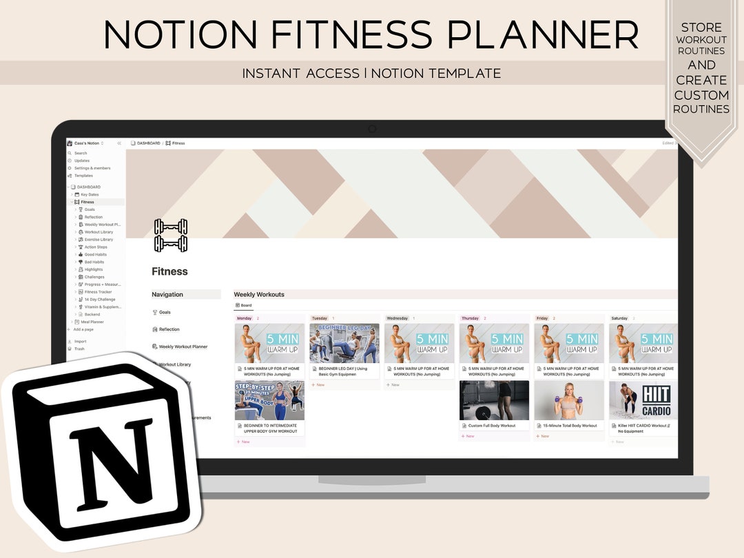 NOTION WORKOUT PLANNER | Digital Planner Template to Track Your Fitness ...