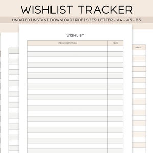 CHRISTMAS WISHLIST TRACKER Printable | Want List, Plan to Buy, Compare ...