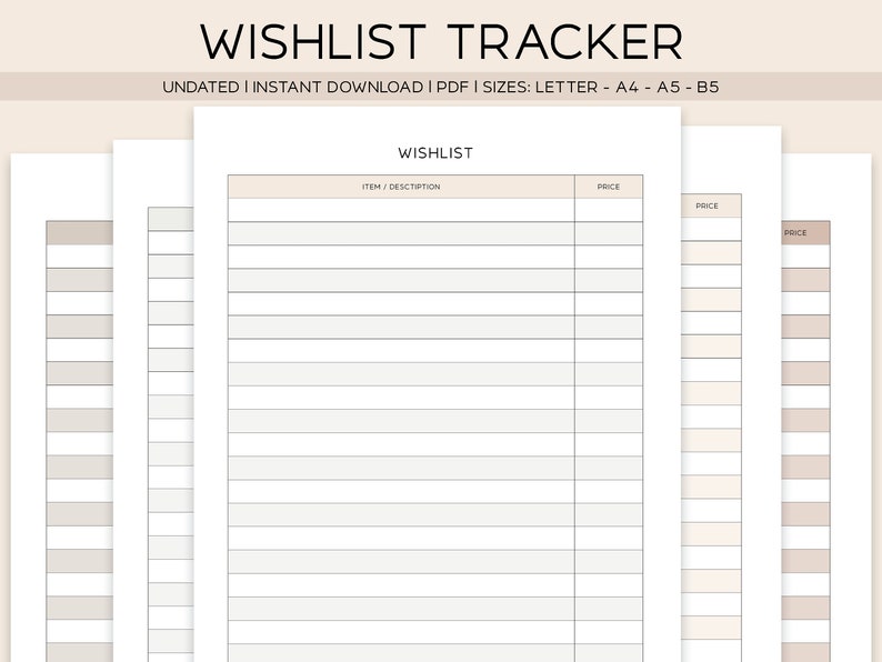 CHRISTMAS WISHLIST TRACKER Printable | Want List, Plan to Buy, Compare ...
