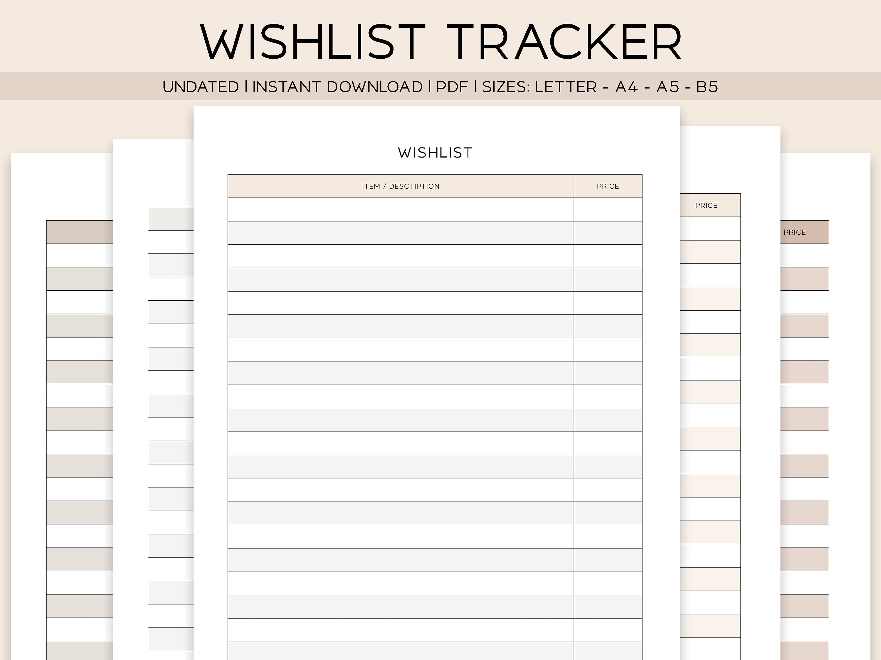 CHRISTMAS WISHLIST TRACKER Printable | Want List, Plan to Buy, Compare ...