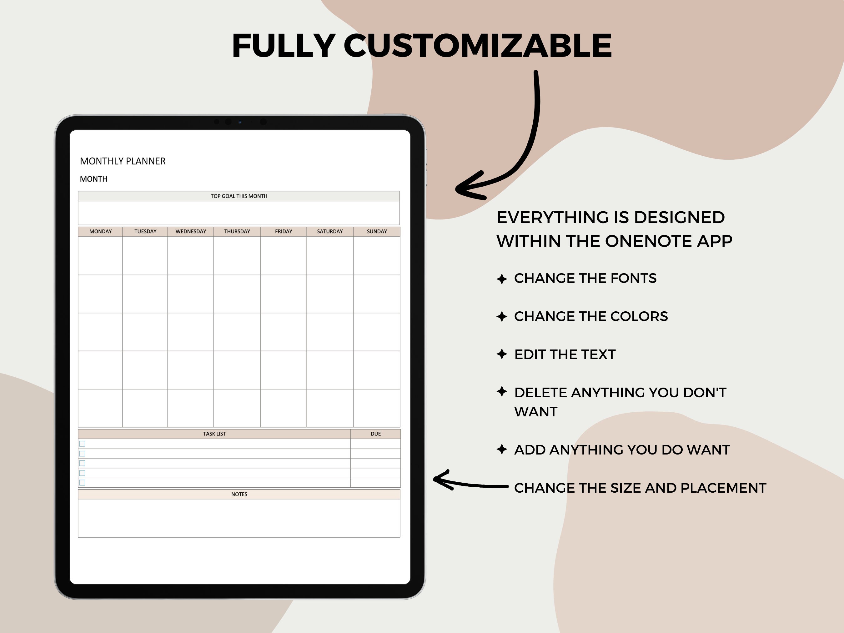 ONENOTE DIGITAL PLANNER "all-in-one" Template | Finance, Fitness, Goals ...