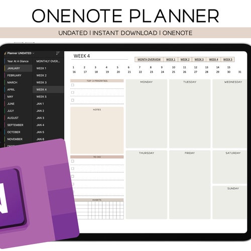 ONENOTE PLANNER Digital Planning for Ipad Laptops and - Etsy Australia
