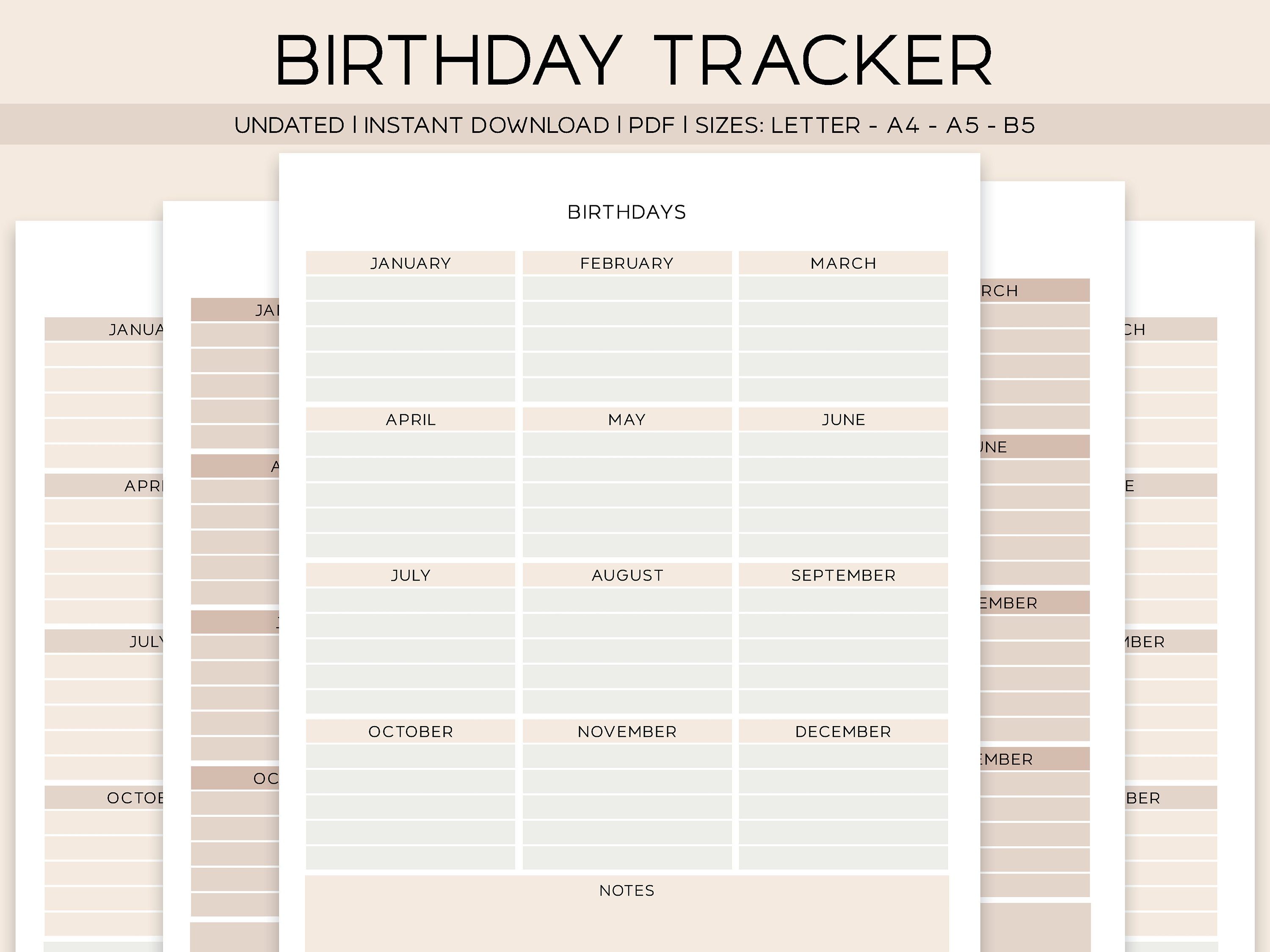 BIRTHDAY TRACKER PRINTABLE digital Download Wall Display Reminder for ...