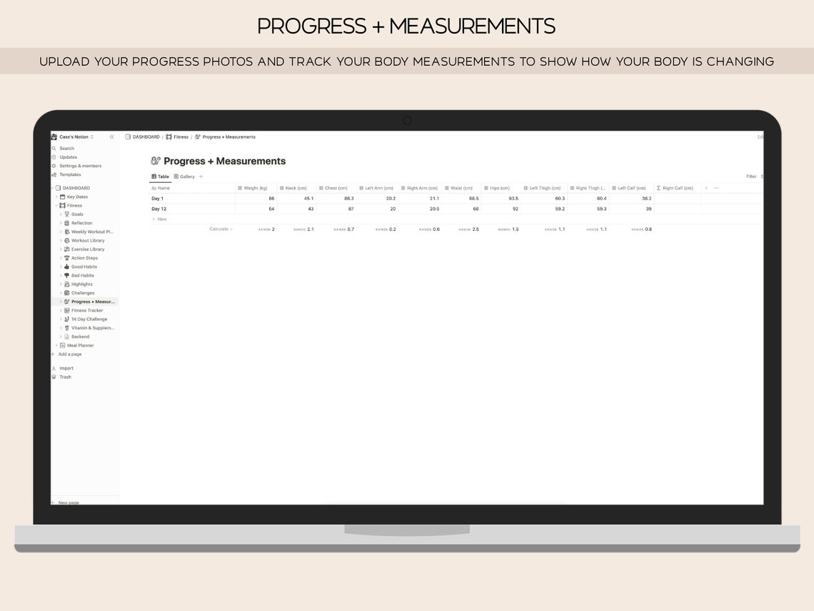 NOTION WORKOUT PLANNER | Digital Planner Template to Track Your Fitness ...