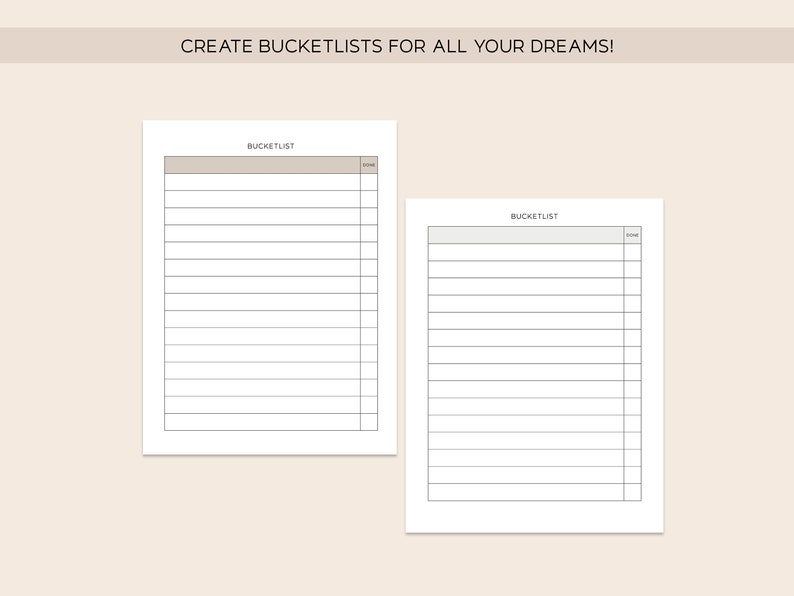 BUCKET LIST TRACKER Printable | Personal Goals, Life Plans, Things You ...