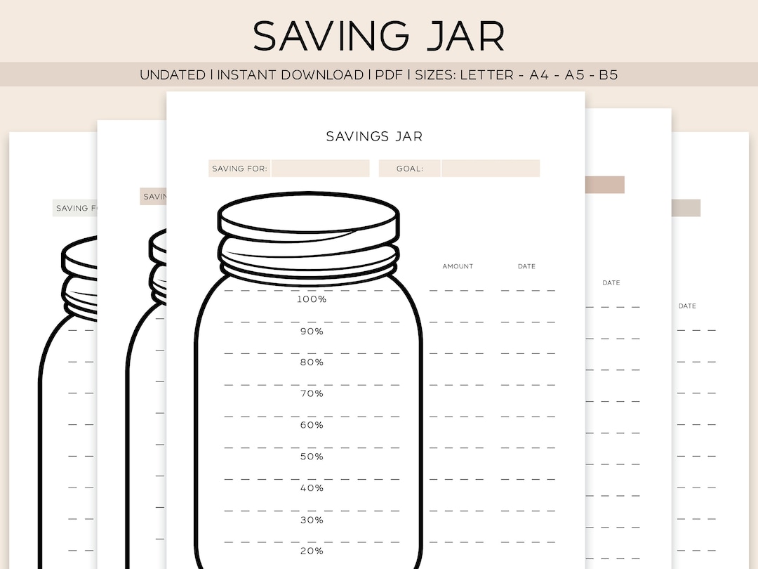 SAVINGS TRACKER PRINTABLE "mason Jar" Method | Set Savings Goal, Make a ...