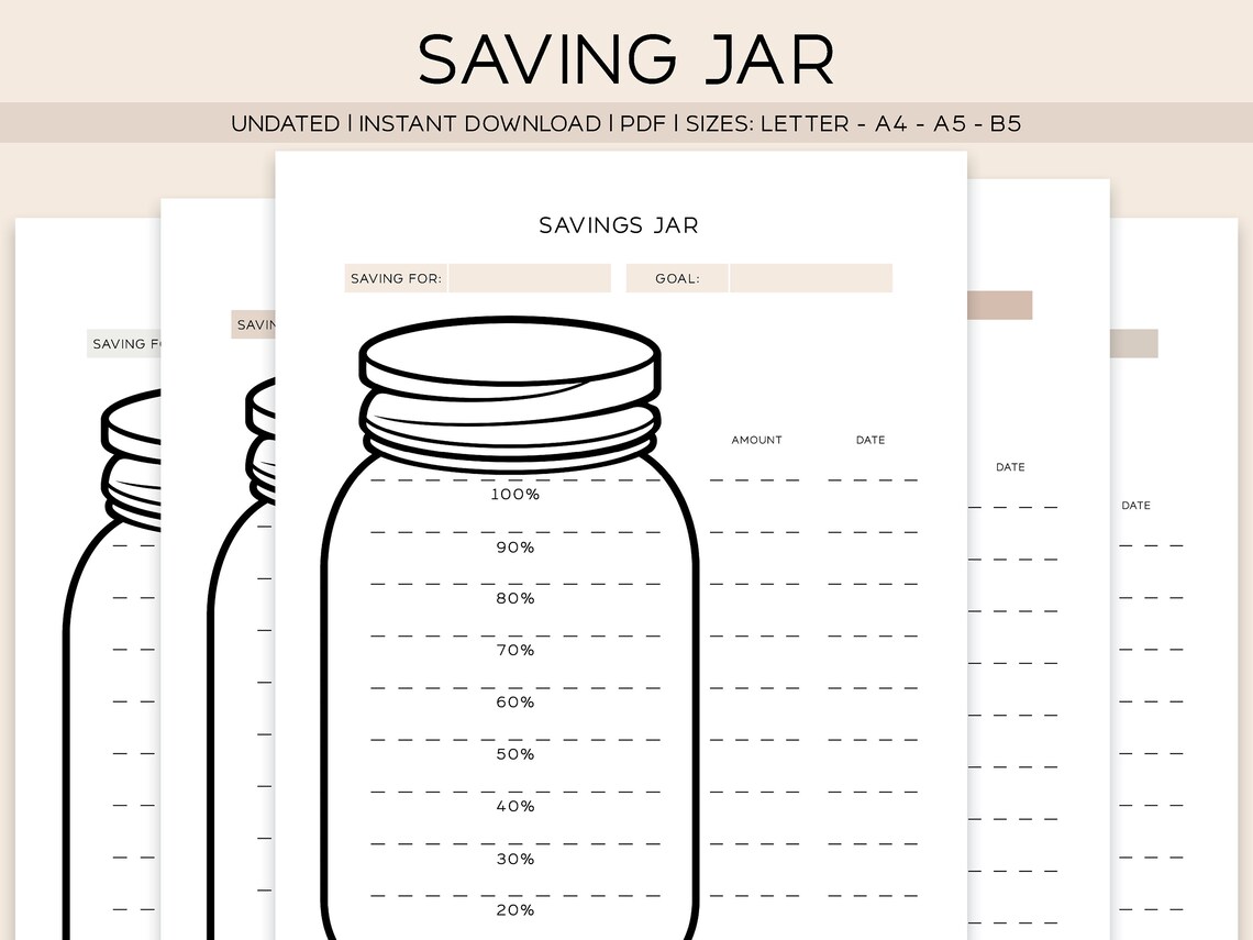 SAVINGS TRACKER PRINTABLE mason Jar Method Set - Etsy