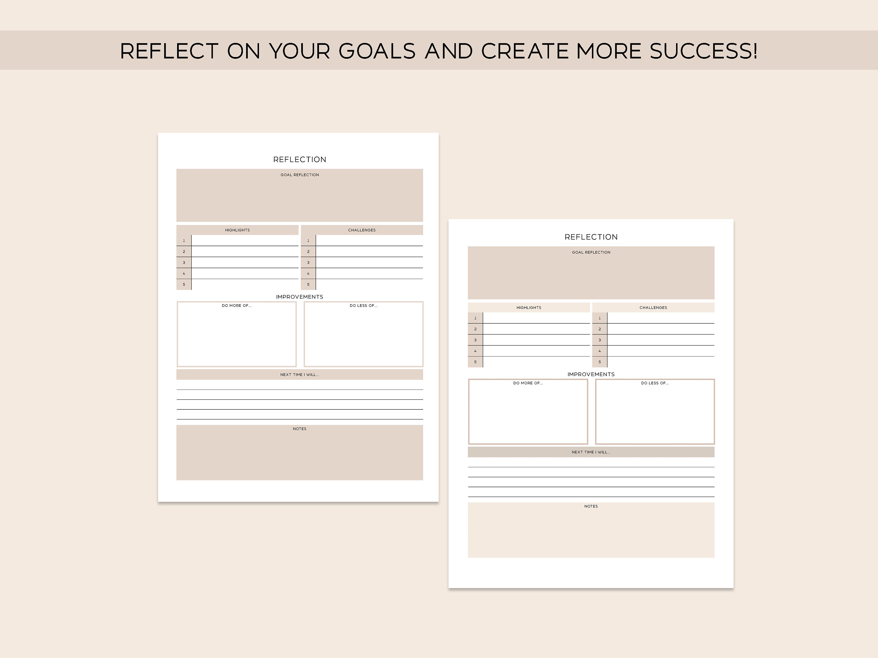 GOALS reflection TRACKER Printable Personal - Etsy