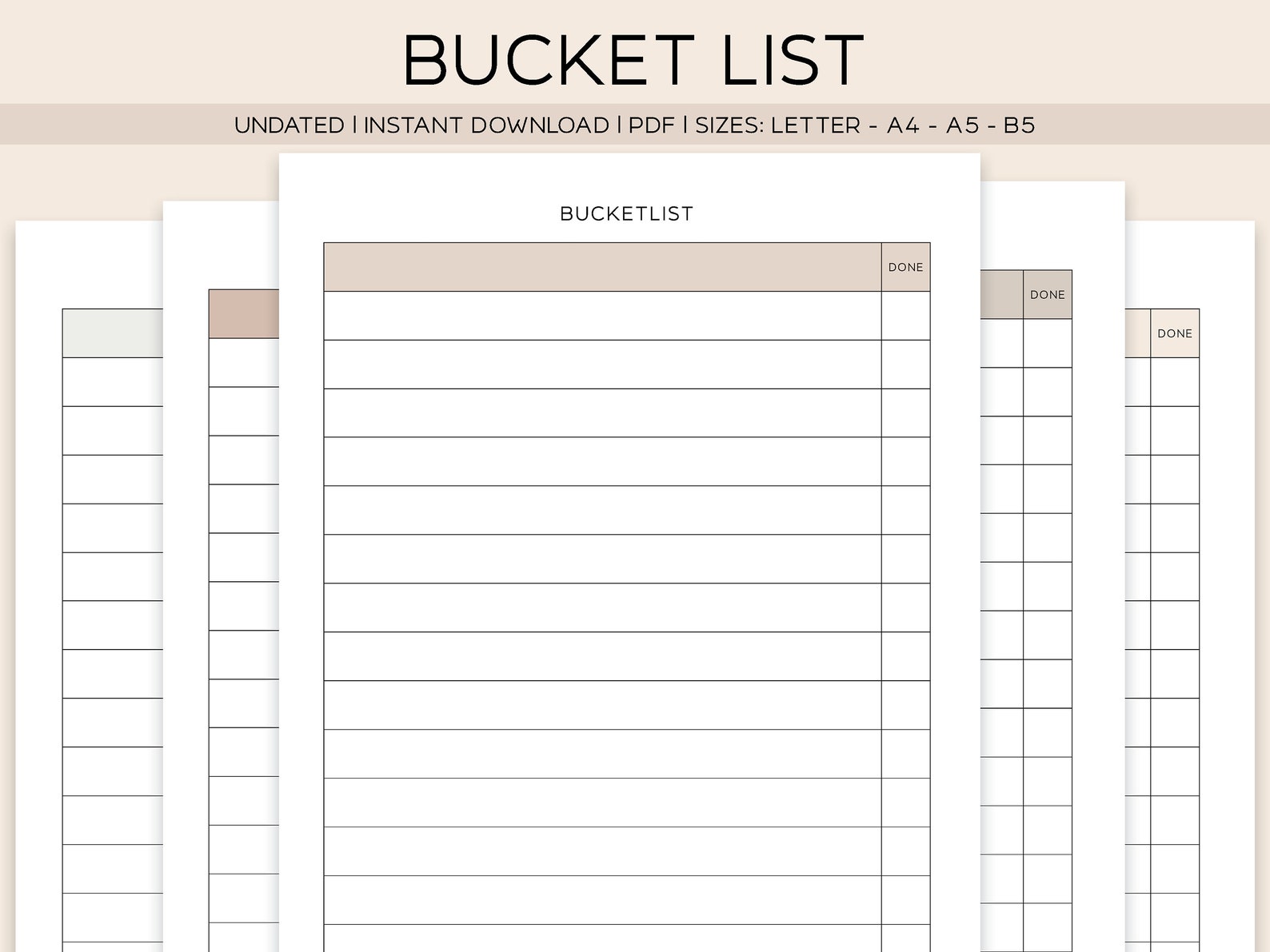 BUCKET LIST TRACKER Printable | Personal Goals, Life Plans, Things You ...