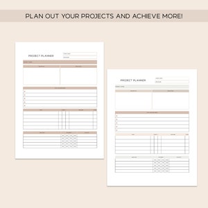 PROJECT PLANNER, A5 Planner Inserts, Instant Download, PDF Letter, A4 ...