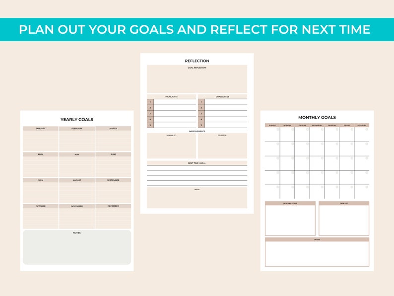 CANVA goal Setting Editable Planner 3-in-1 - Etsy