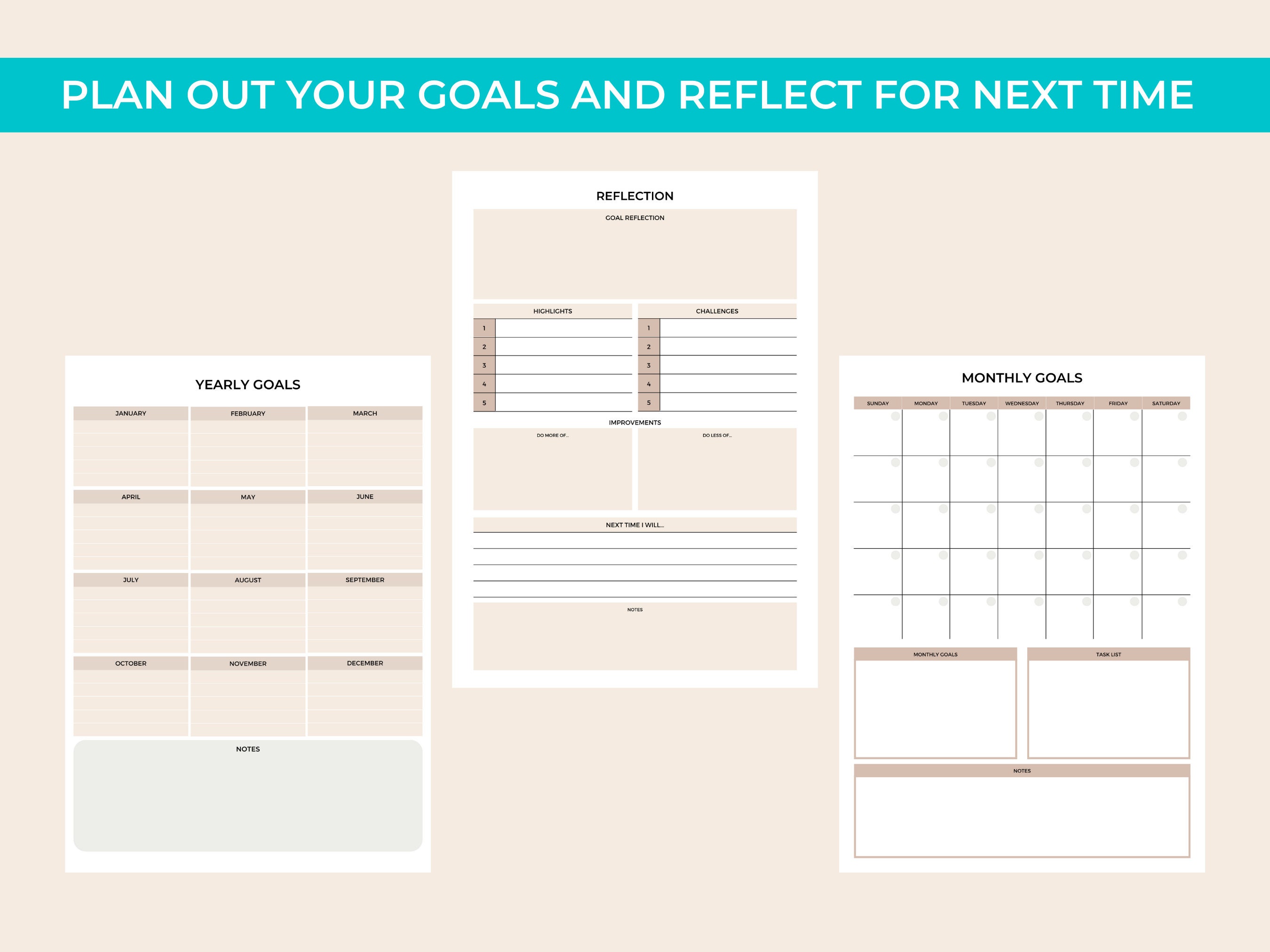 CANVA goal Setting Editable Planner 3-in-1 - Etsy