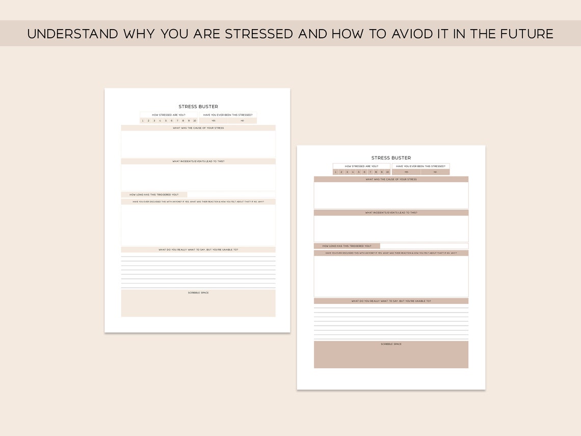 STRESS MANAGEMENT TRACKER Printable Track Stress Levels, Stressors ...