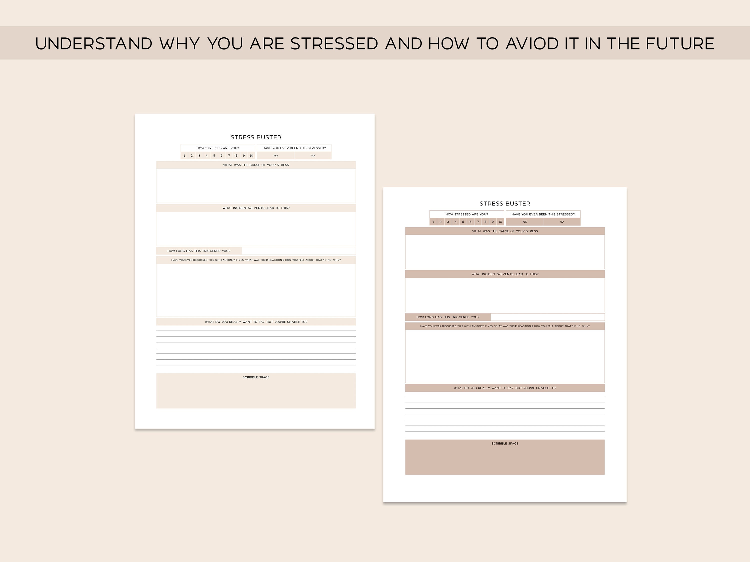 STRESS MANAGEMENT TRACKER Printable Track Stress Levels, Stressors ...