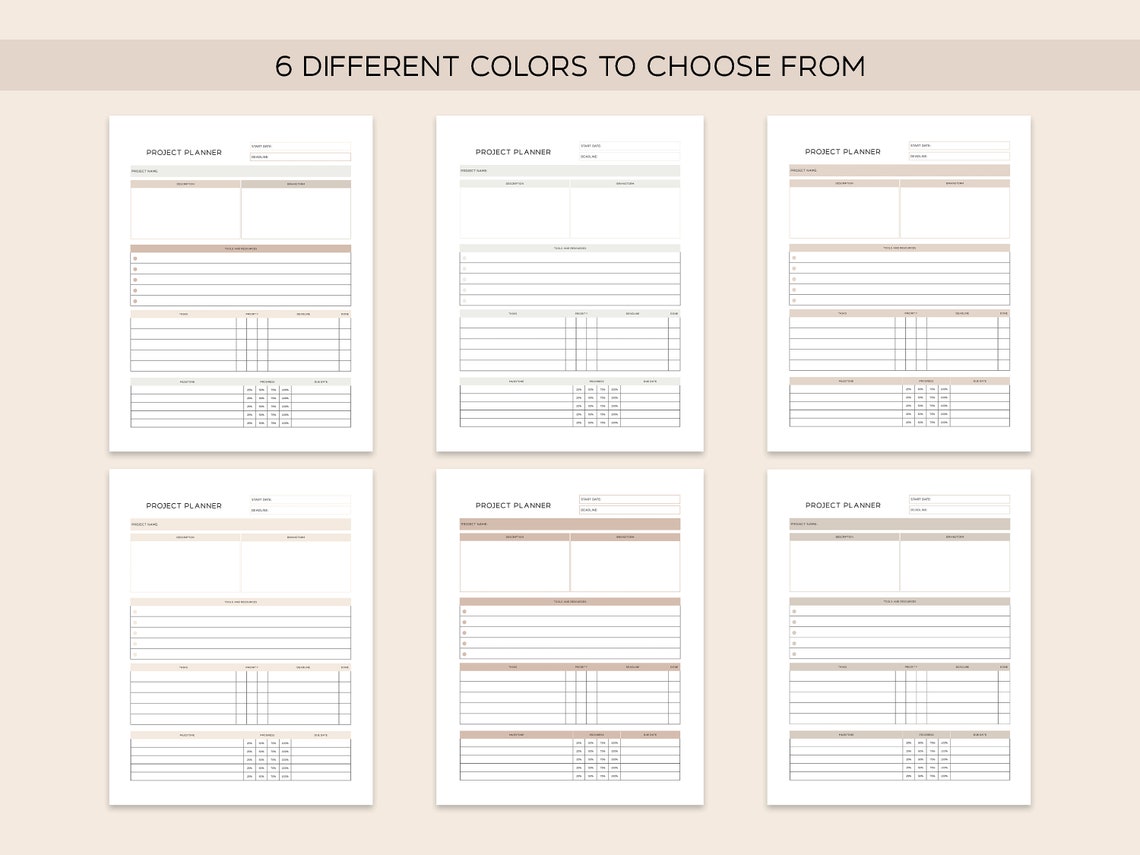 PROJECT PLANNER, A5 Planner Inserts, Instant Download, PDF Letter, A4 ...