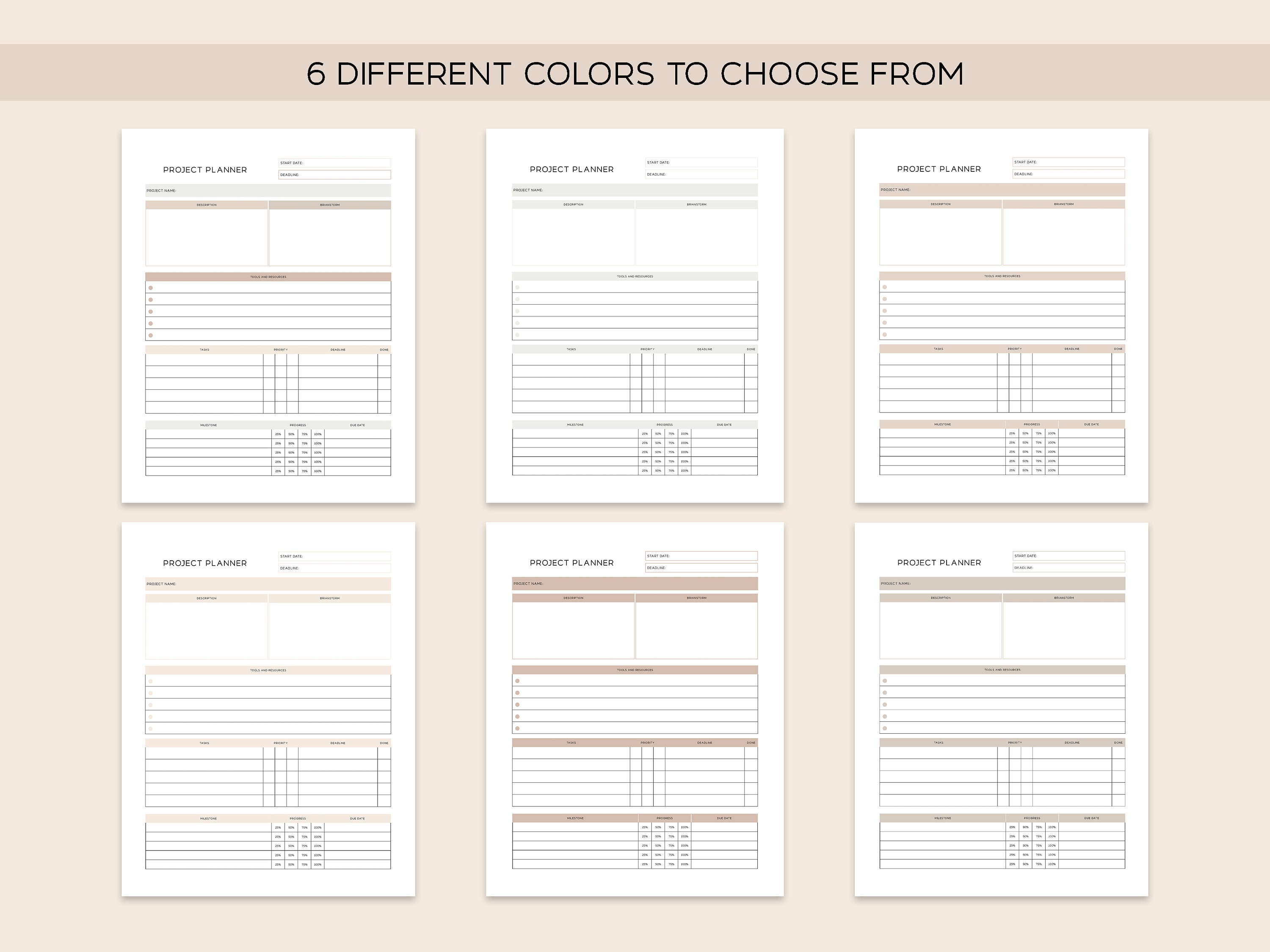 PROJECT PLANNER, A5 Planner Inserts, Instant Download, PDF Letter, A4 ...