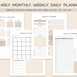 CALENDAR PLANNER BUNDLE Printable Daily, Weekly, Monthly, and Yearly ...