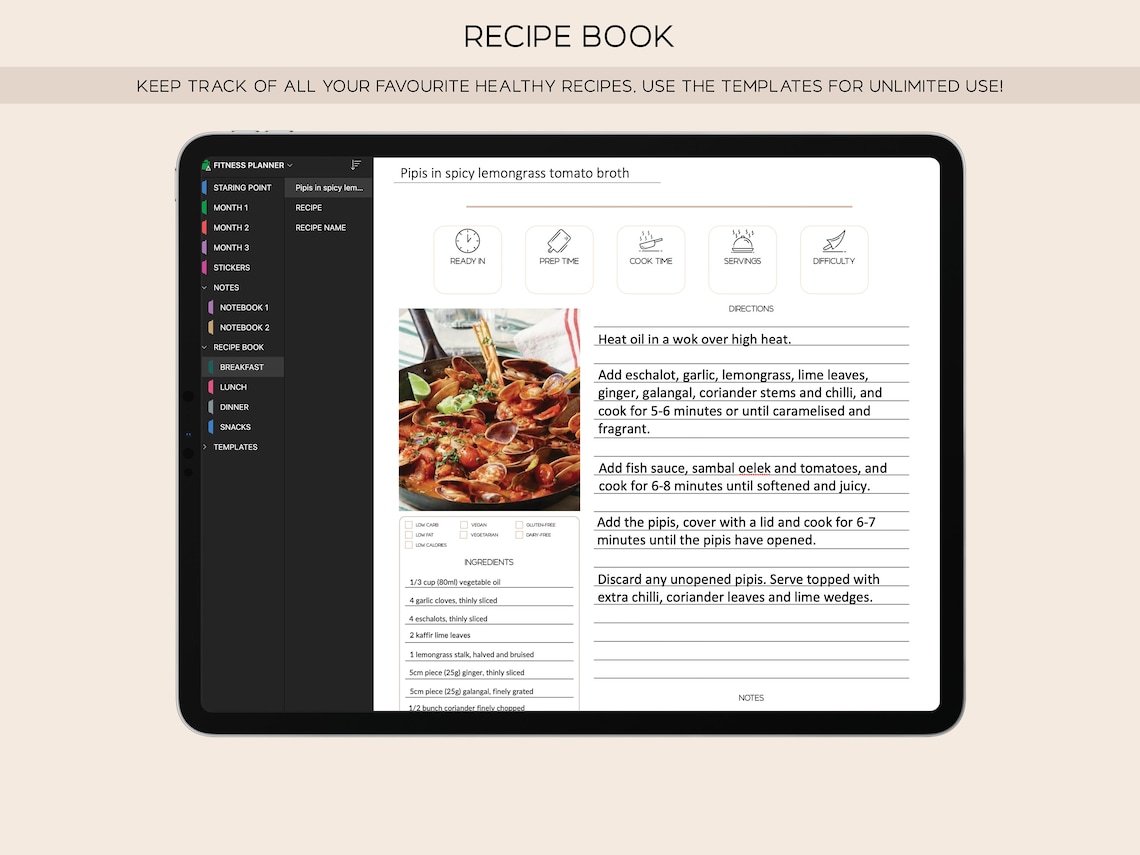 ONENOTE FITNESS PLANNER | Digital Workout Template to Track Progress ...