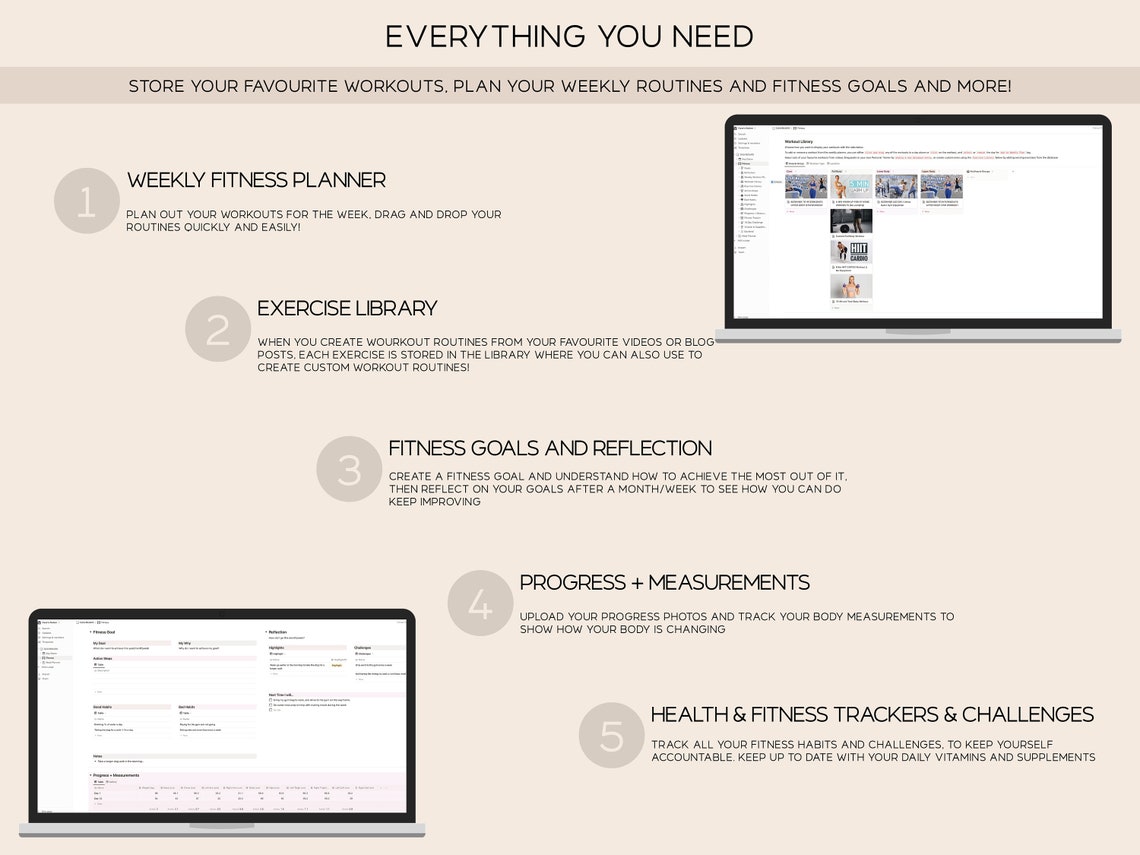 NOTION WORKOUT PLANNER | Digital Planner Template to Track Your Fitness ...