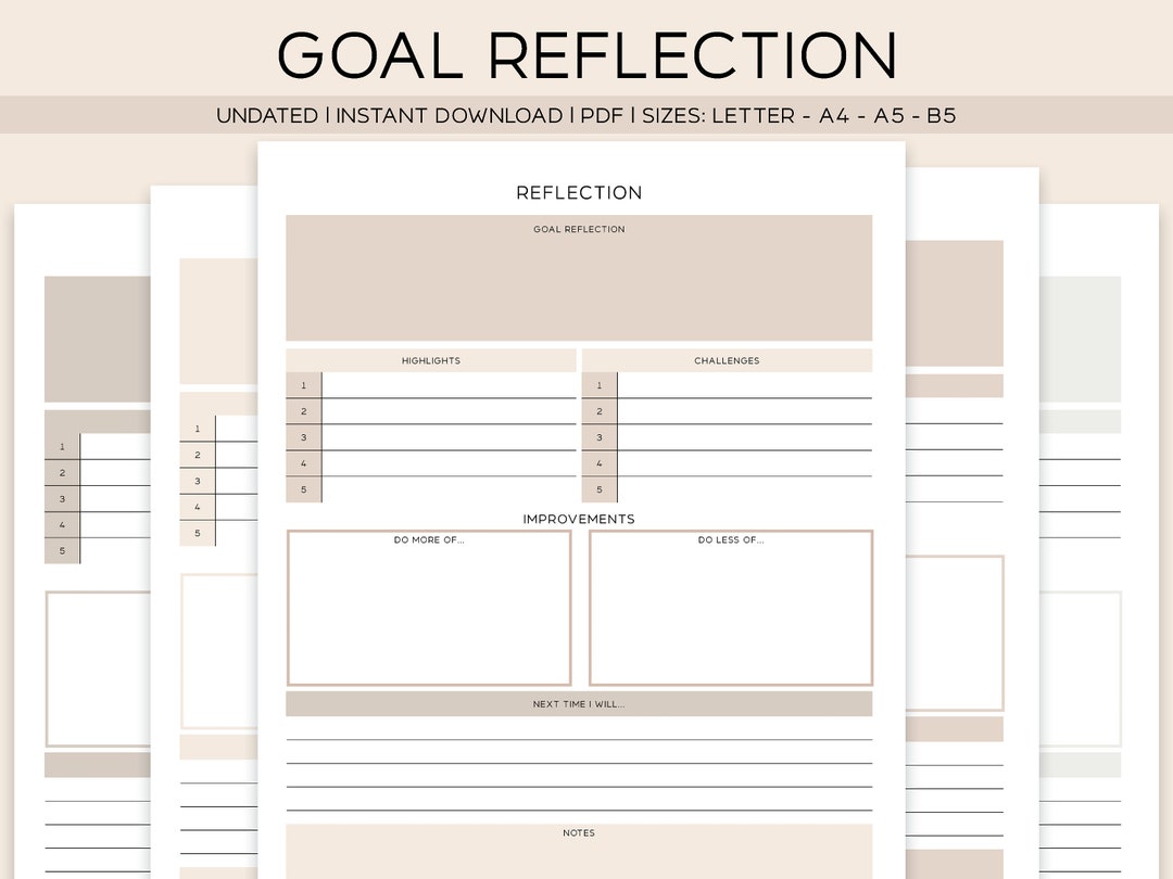 GOALS reflection TRACKER Printable Personal - Etsy