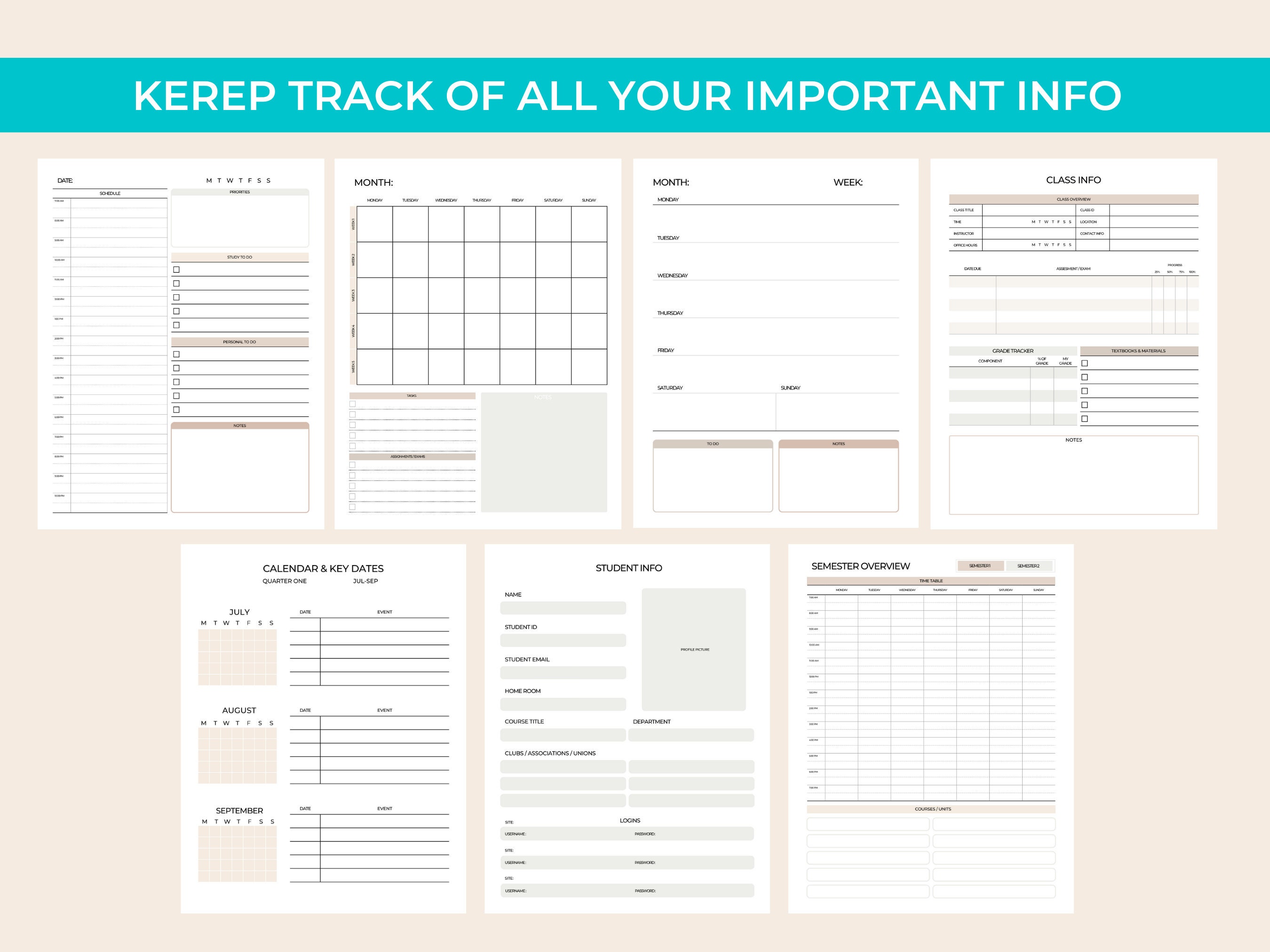STUDENT PLANNER Templates Editable Canva Templates Goodnotes Study ...