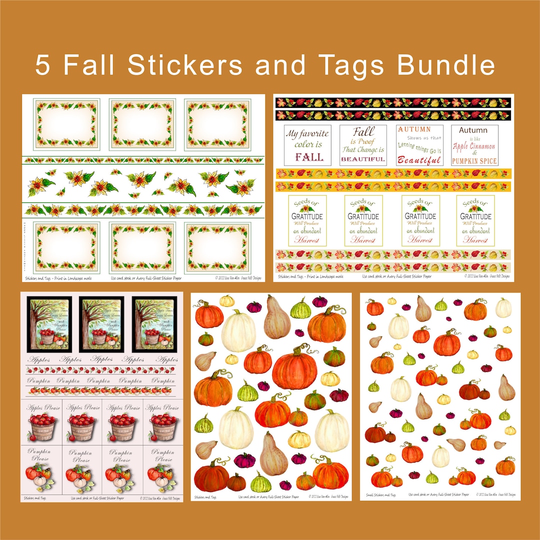 Stickers and Tags and Baked Goods Labels 5 Sheets Printable Bundle Can ...