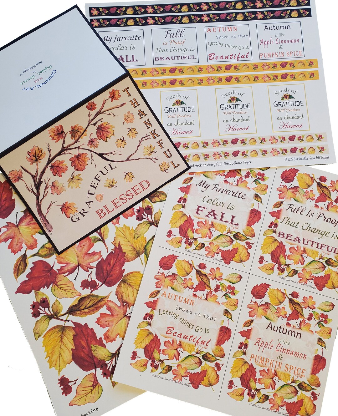 Printable Thanksgiving and Harvest Bundle Includes Cards, Stickers ...
