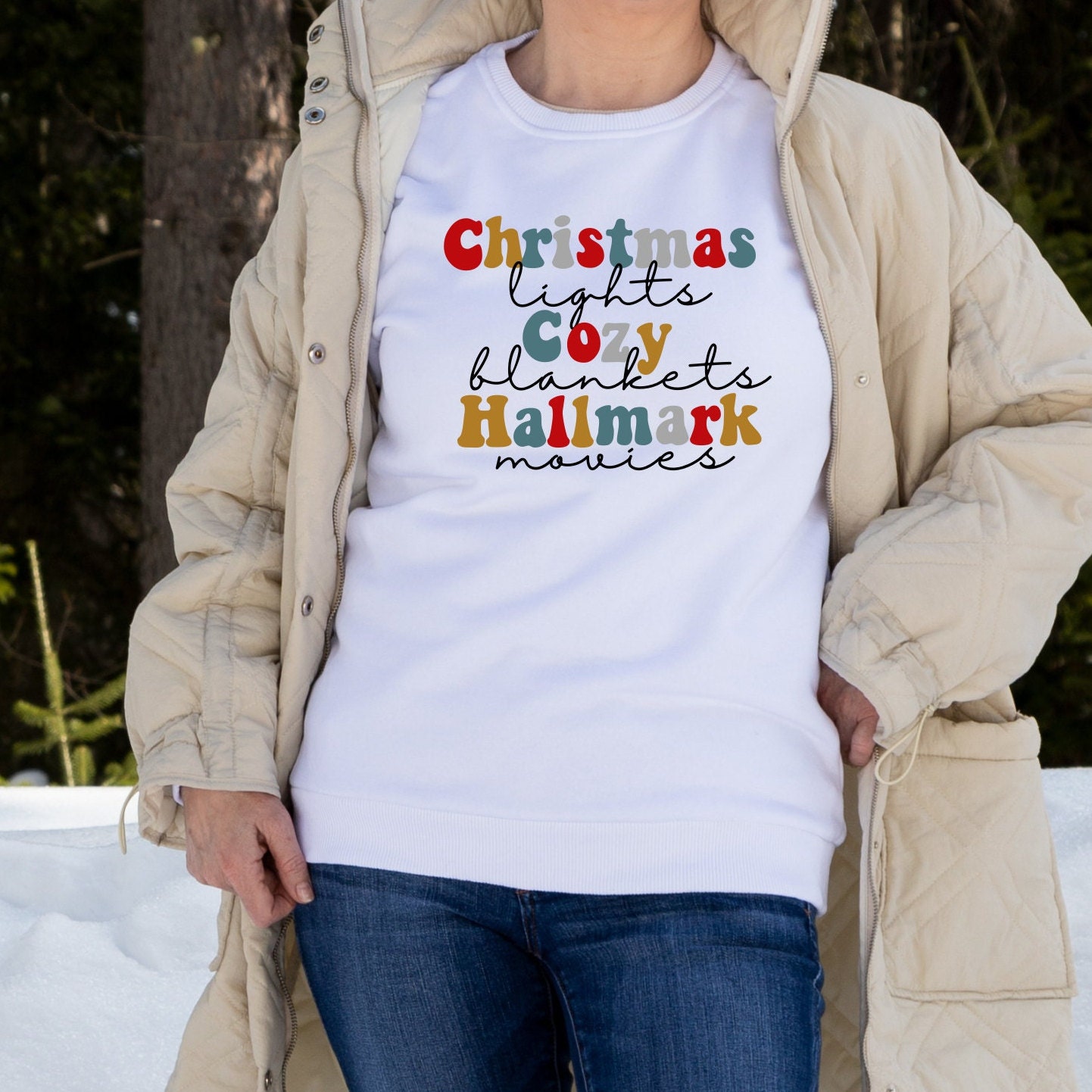 Christmas Lights-hallmark Movies-christmas Shirt-santa Shirt-png ...