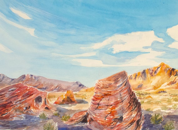 Valley of Fire Plein Air Watercolor Fine Art Print - Etsy