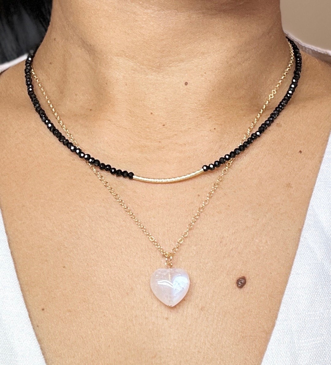 Heart Moonstone Necklace. 14k Gold Filled Chain. Necklace. Gift for Her ...