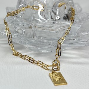 Evil Eye Paperclip Necklace. 14k Gold Filled Chain. 14k Gold Vermeil ...