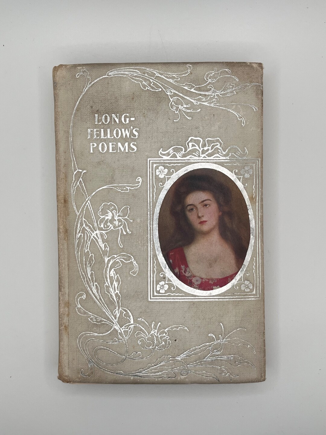 Antique 1900s Longfellow's Poems Hardcover White and Silver Book. Poems ...