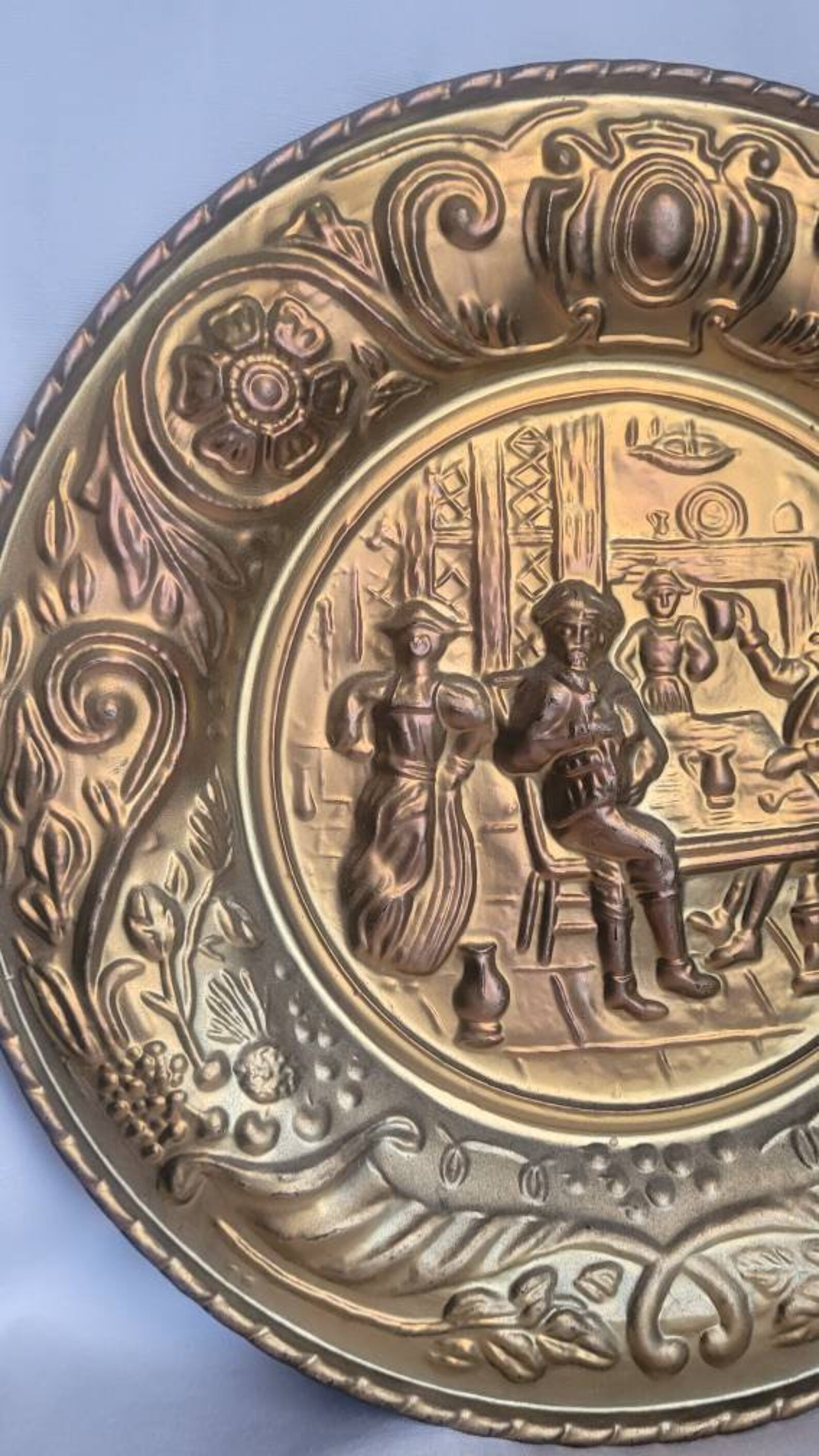 Vintage 1960s English Embossed Brass Wall Hanging Tavern Scene - Etsy
