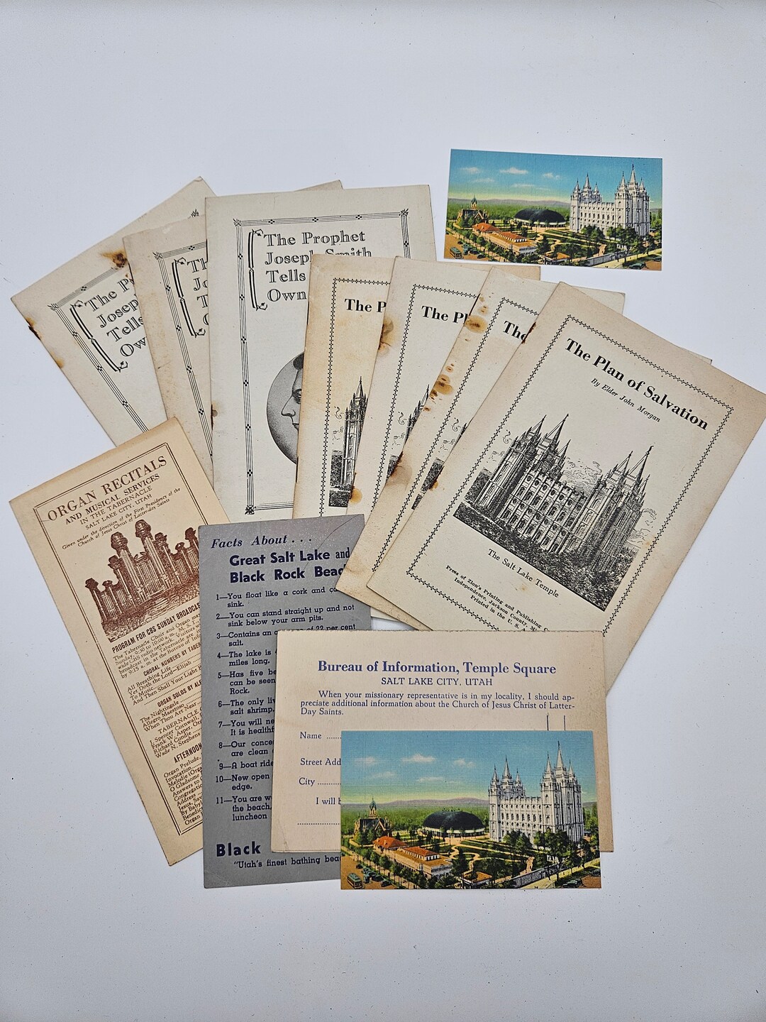 1930s Salt Lake City Ephemera Lot Great Salt Lake Tabernacle Temple ...