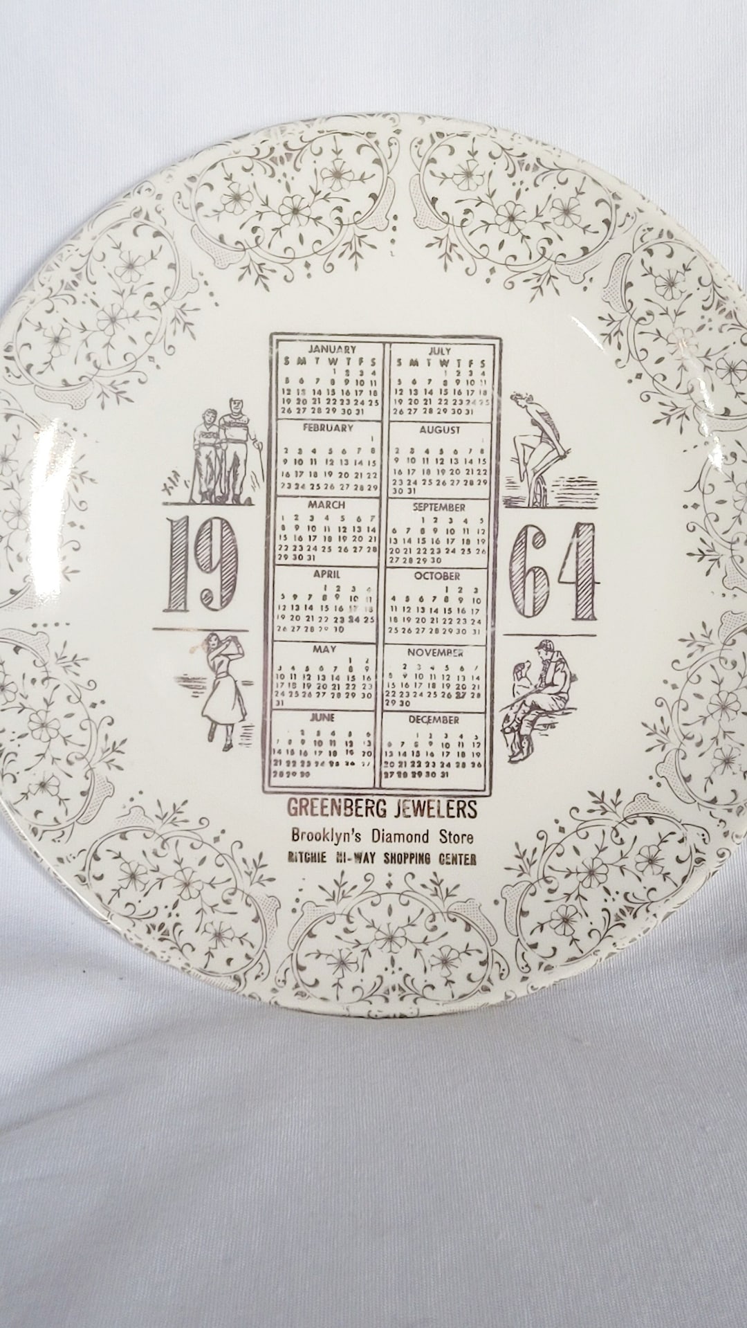 Vintage Calendar Plate 1964 Greenberg Jewelers Baltimore Brooklyn Park ...