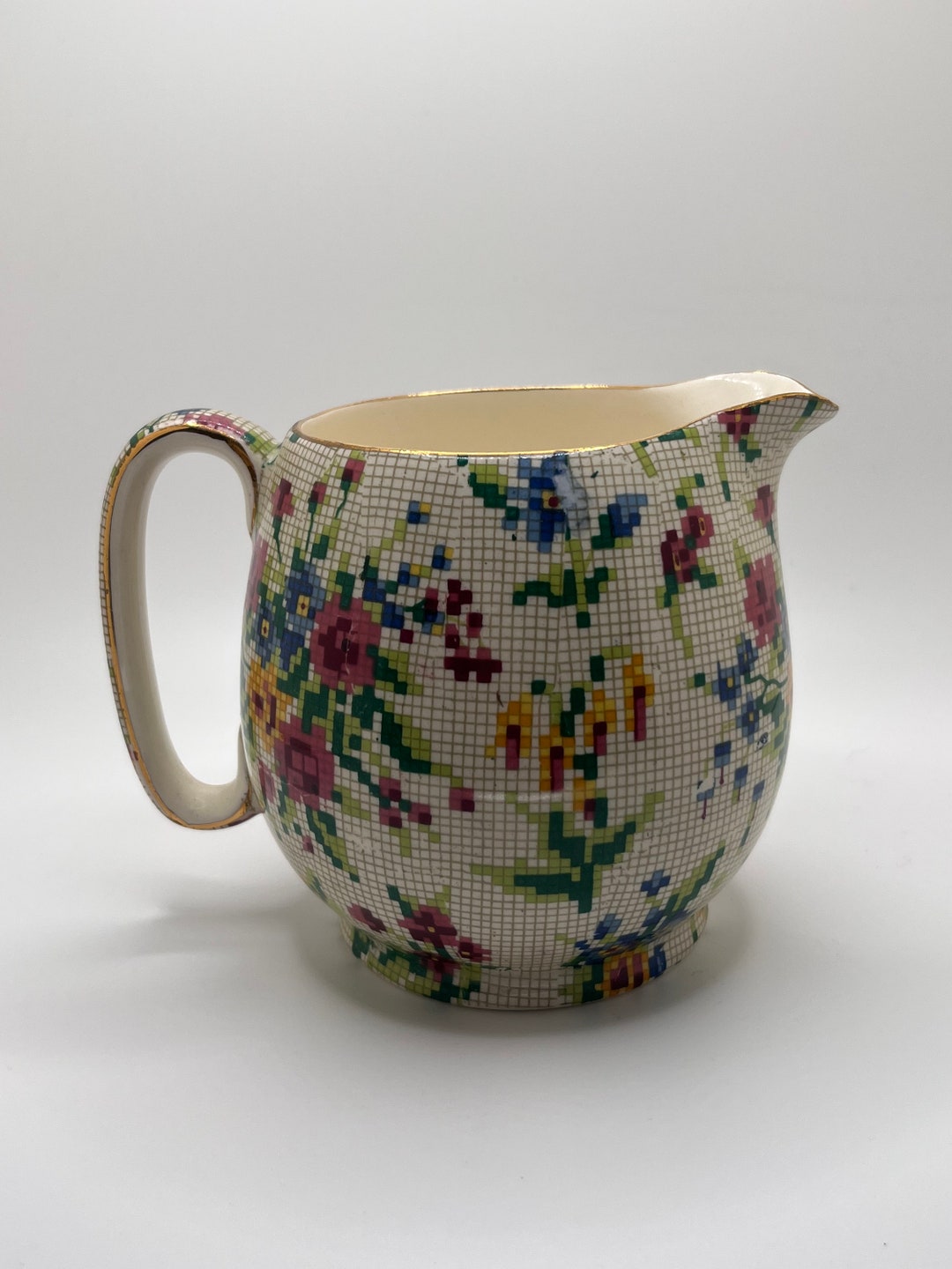 Vintage 1950s Queen Anne by Royal Winton 20oz Pitcher, Floral Pixel ...