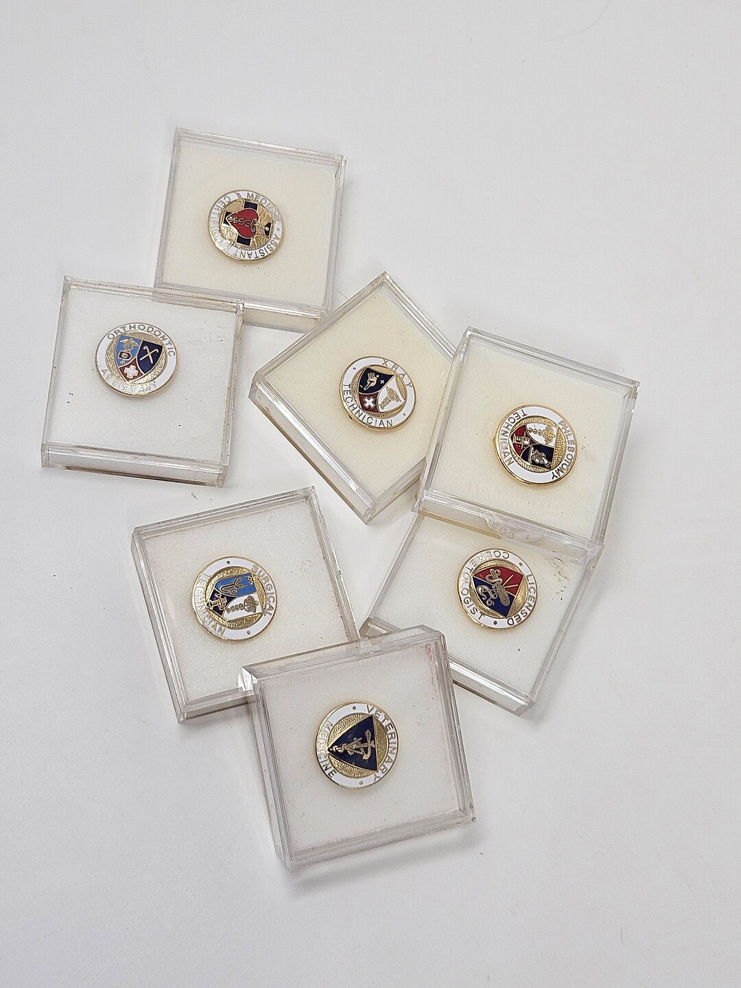 1970s Medical Enamel Pins Badges Veterinarian Radiology Xray Surgical ...