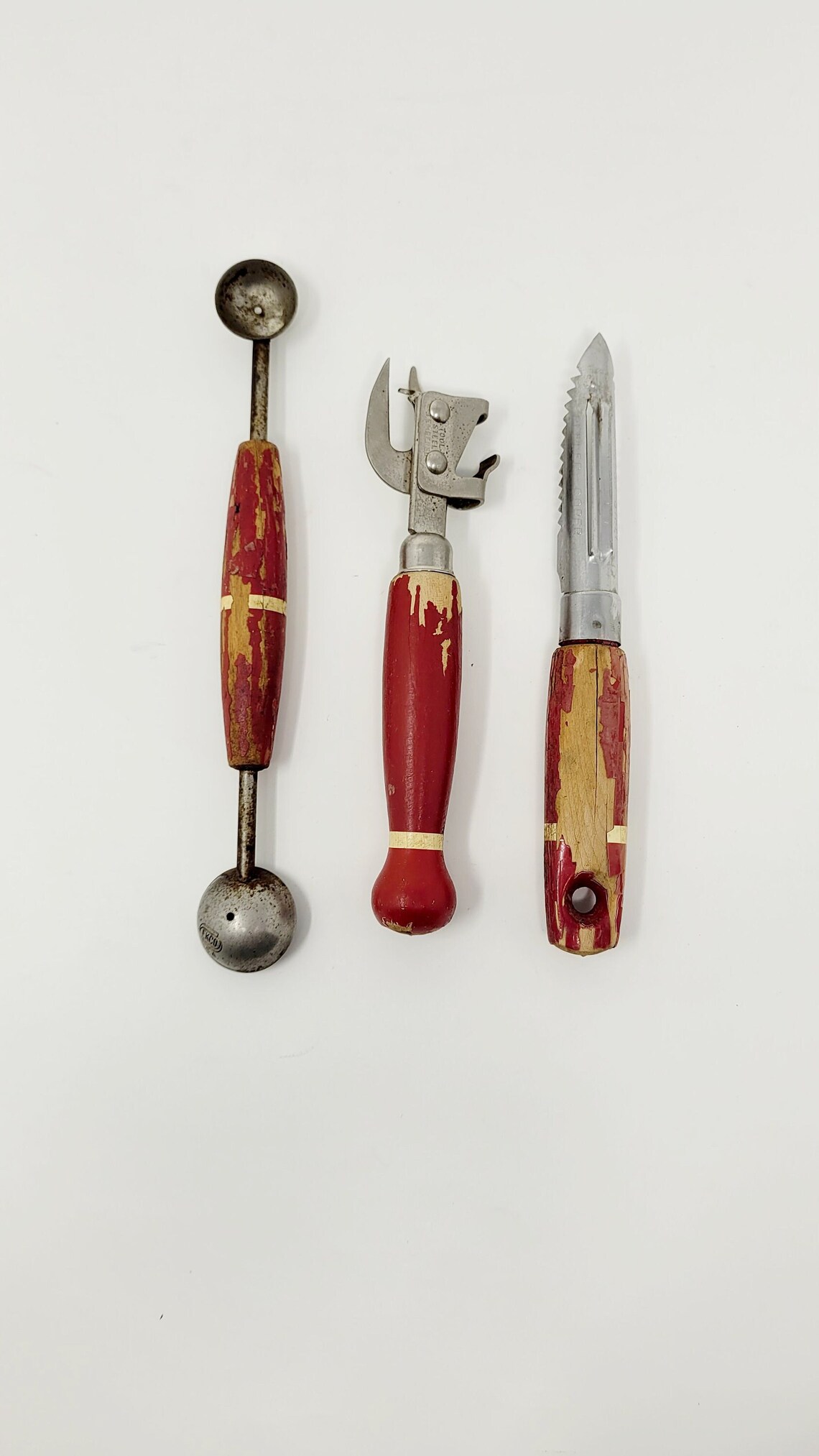 Vintage 1950s Red Wood Handled Kitchen Tools Utensils Can - Etsy
