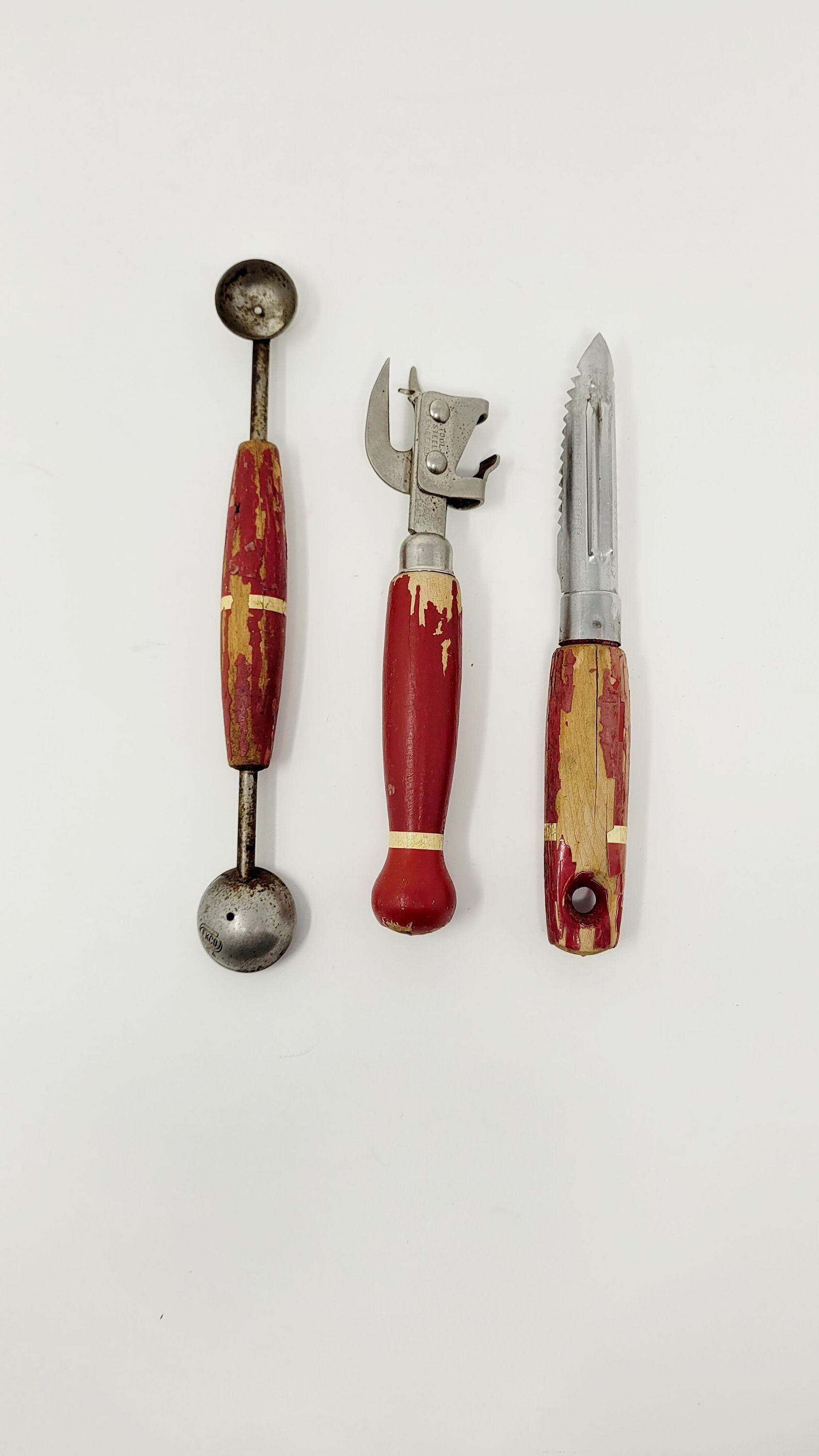 Vintage 1950s Red Wood Handled Kitchen Tools Utensils Can - Etsy