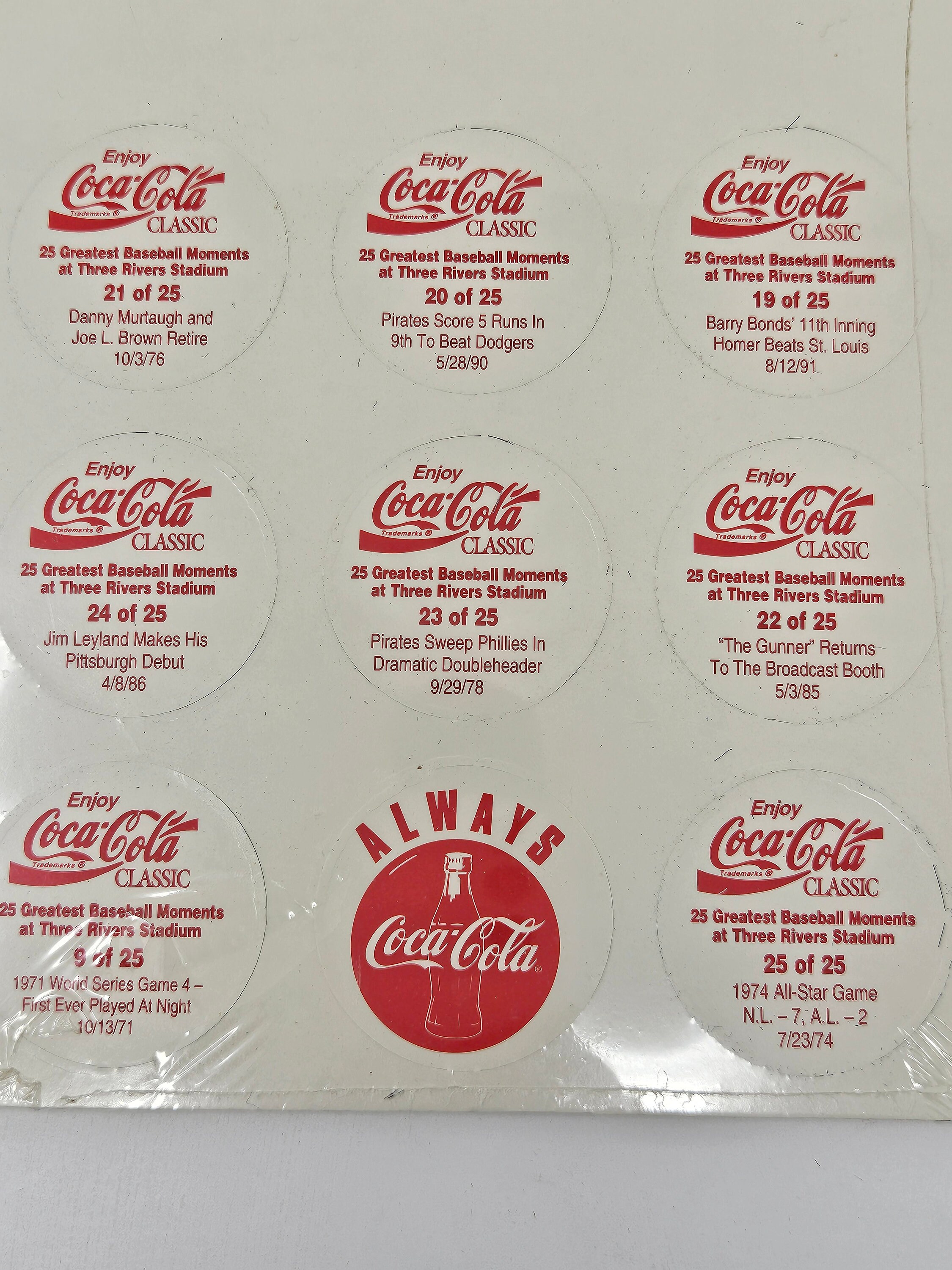 Three Rivers Stadium 1970-1995 25th Anniversary Coca-cola Baseball Pogs ...