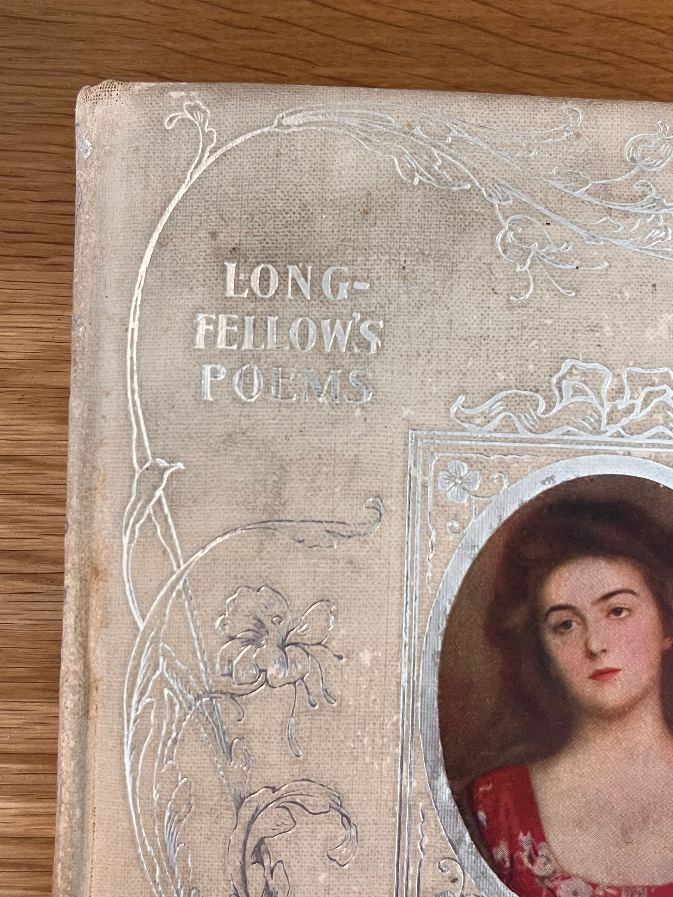 Antique 1900s Longfellow's Poems Hardcover White and Silver Book. Poems ...