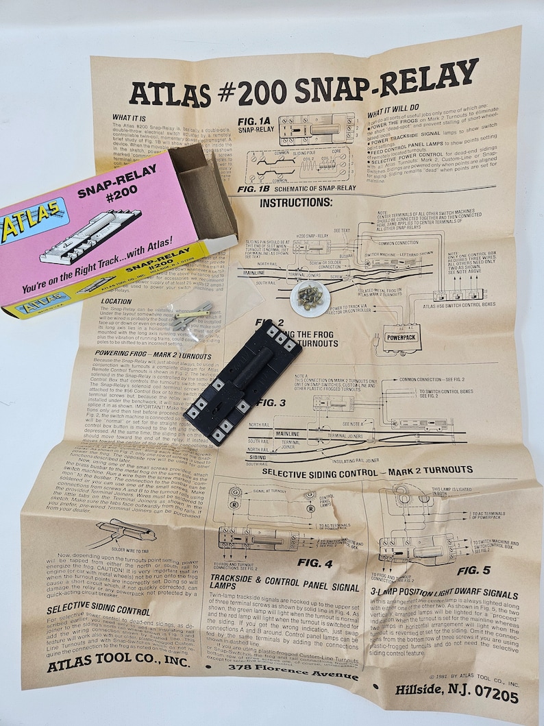 Vintage Atlas Model Train Snap-relay #200 for HO Switches Orginal Box ...